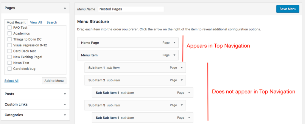 Main Navigation Menu | WordPress at Georgetown | Georgetown University